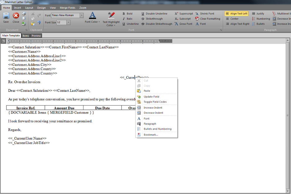 Change Property Formats on Credit Control Letters – Intact iQ Hub