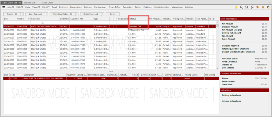Outstanding Products on Sales Orders – Intact iQ Hub