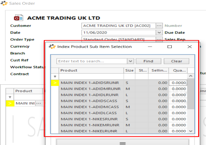 Presenting the Product Selection Screen in Sales Documents in a Matrix ...