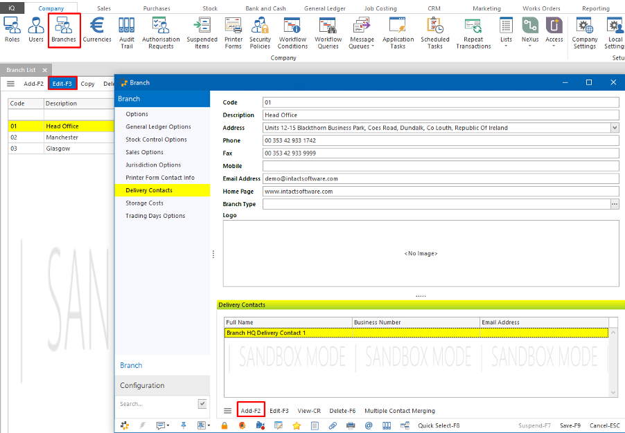 Adding Companywide Delivery Contacts – GenetiQ On-Premise Hub