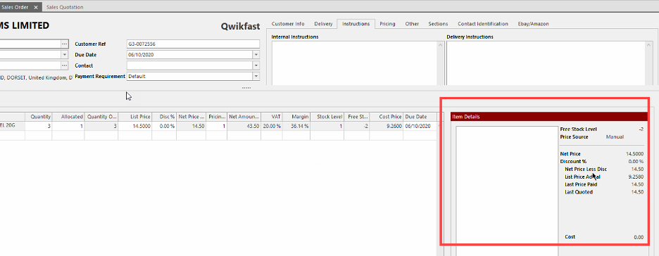 Display Same Item Details from Sales Order Screen onto Quotes – GenetiQ ...