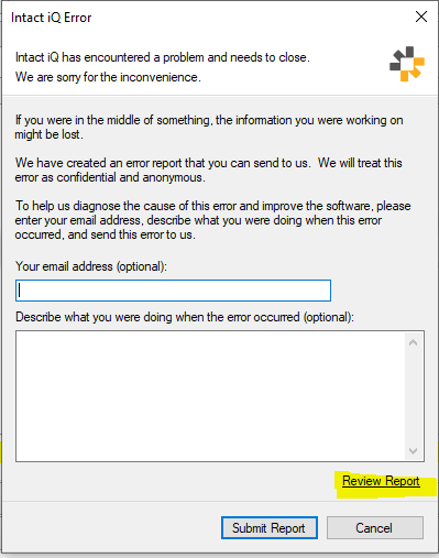 How to Report Error Details When iQ Crashes – Intact iQ Hub