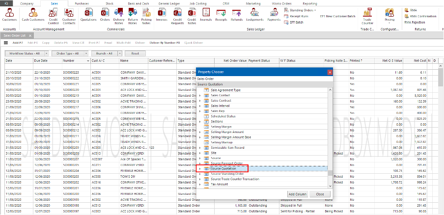 How to Add the Source Quotation to the Sales Order List – Intact iQ Hub