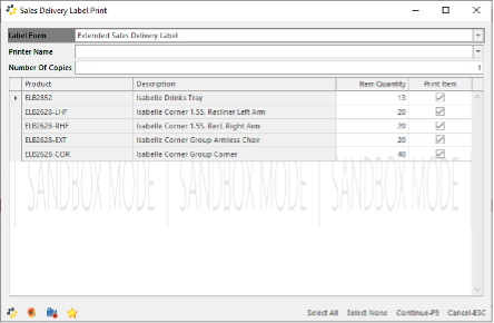 Print labels for kit components from Sales Delivery Notes, Purchase ...