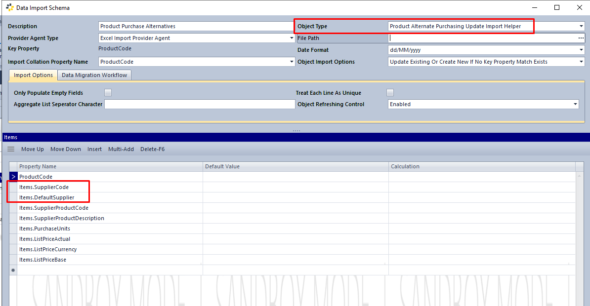 Product Purchasing Alternatives Import Schema – Intact iQ Hub