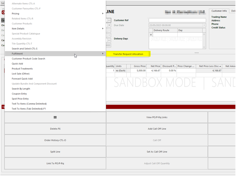 Inter Branch Transfers Created from Sales Order Line – Intact iQ Hub