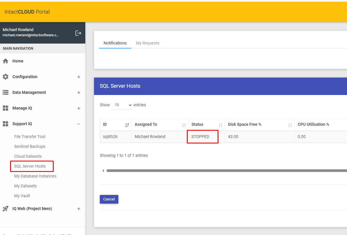 SQL Server Host and Container – Intact iQ Hub